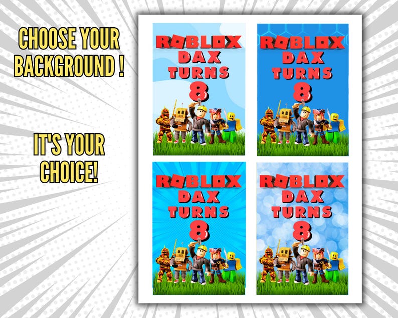 Editable Custom Roblox Birthday Party Favor Labels Instant Downloads ...