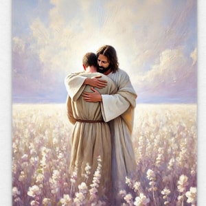 His Love, Christian Wall Art, Jesus Hugging Man, Jesus Prints ...