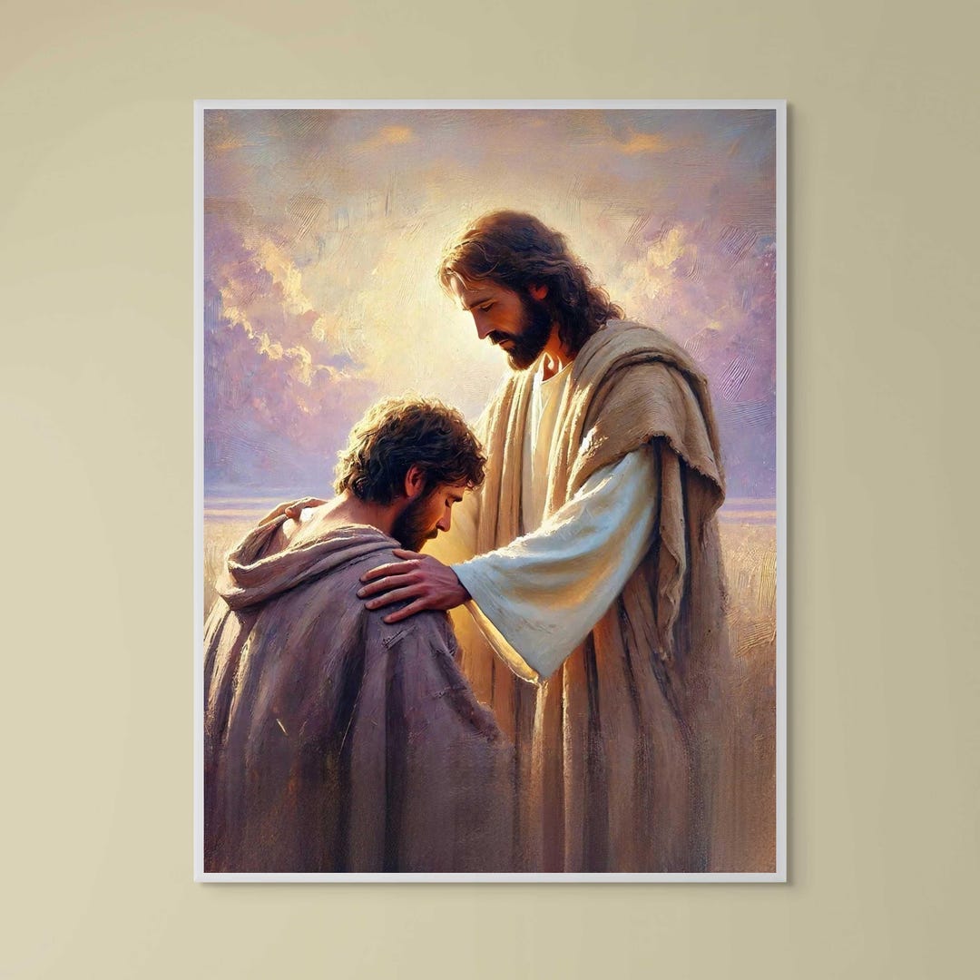 He Sees You | Christian Poster | Jesus and Man Art | Christian Picture ...