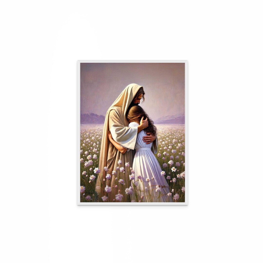 His Embrace, Christian Wall Art, Jesus Hugging Woman, Jesus Painting ...