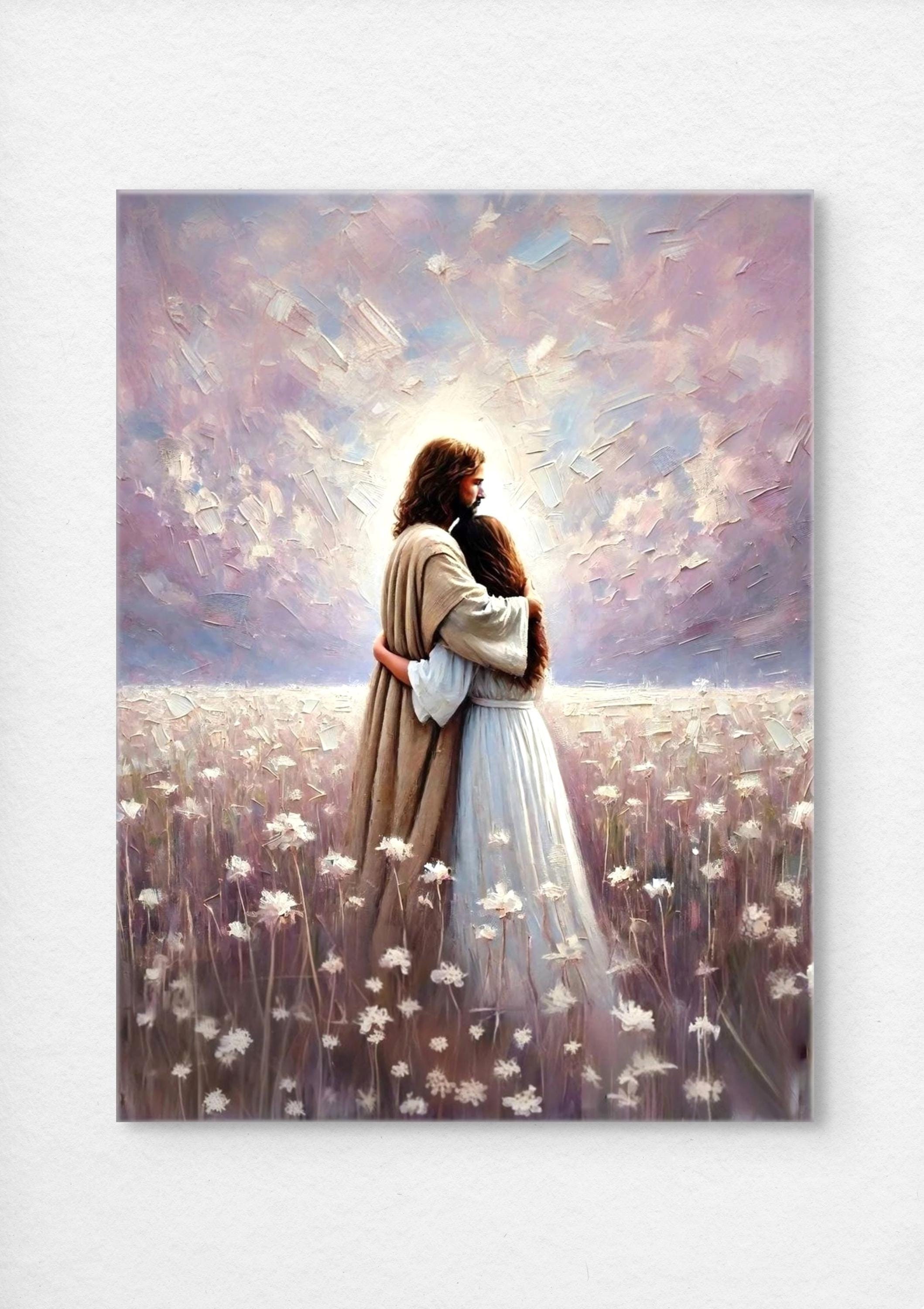 Love of Christ, Christian Wall Art, Jesus Hugging Woman, Jesus Print ...