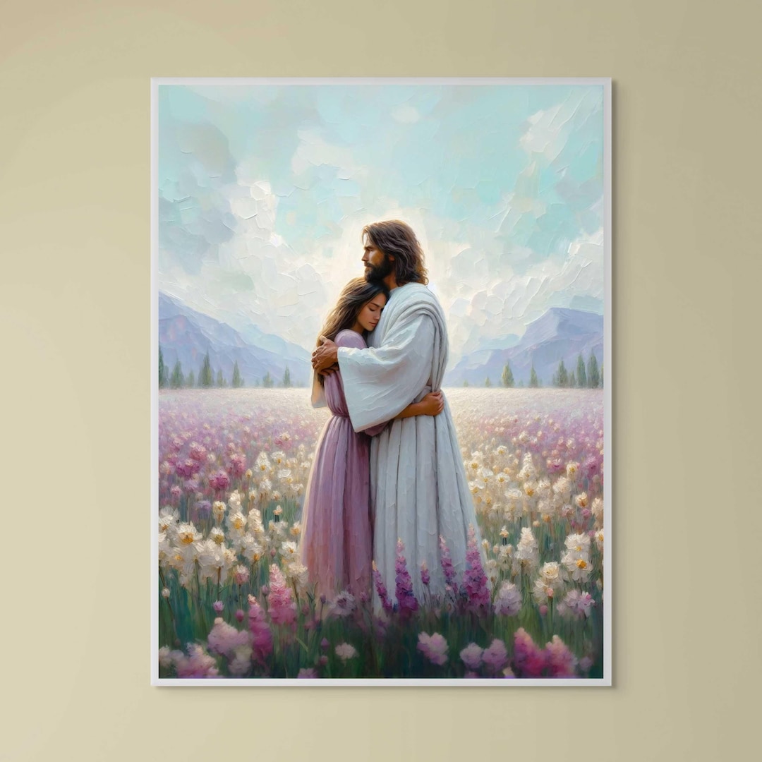 Flowers of Faith | Christian Poster | Jesus With Woman Art | Christian ...