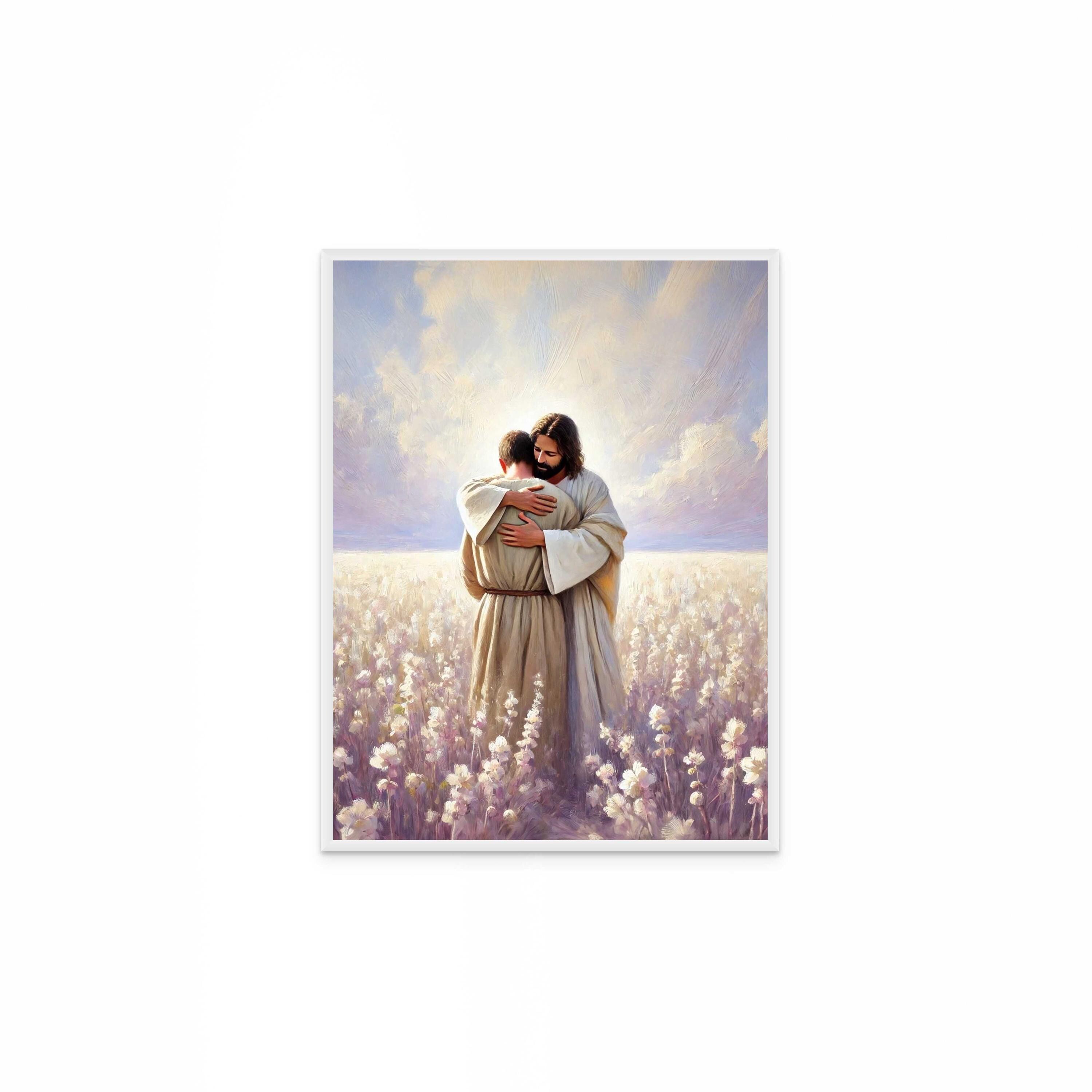 His Love, Christian Wall Art, Jesus Hugging Man, Jesus Prints ...