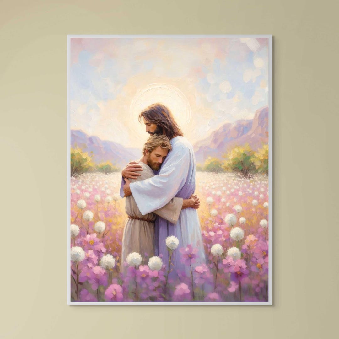Jesus Hugging Man | Digital Art | Jesus and Man Art | Christian ...