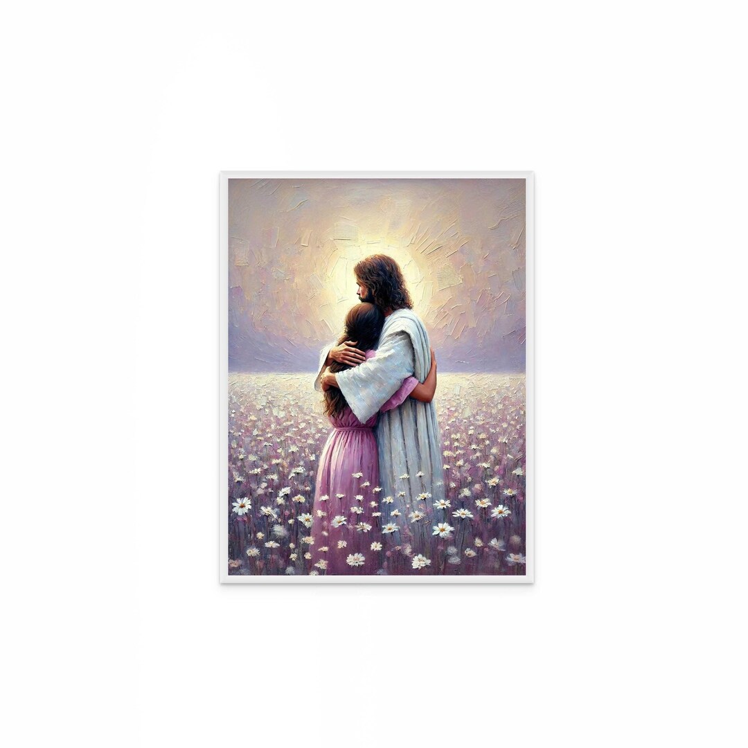 His Embrace, Christian Wall Art, Jesus Hugging Woman, Jesus Painting ...