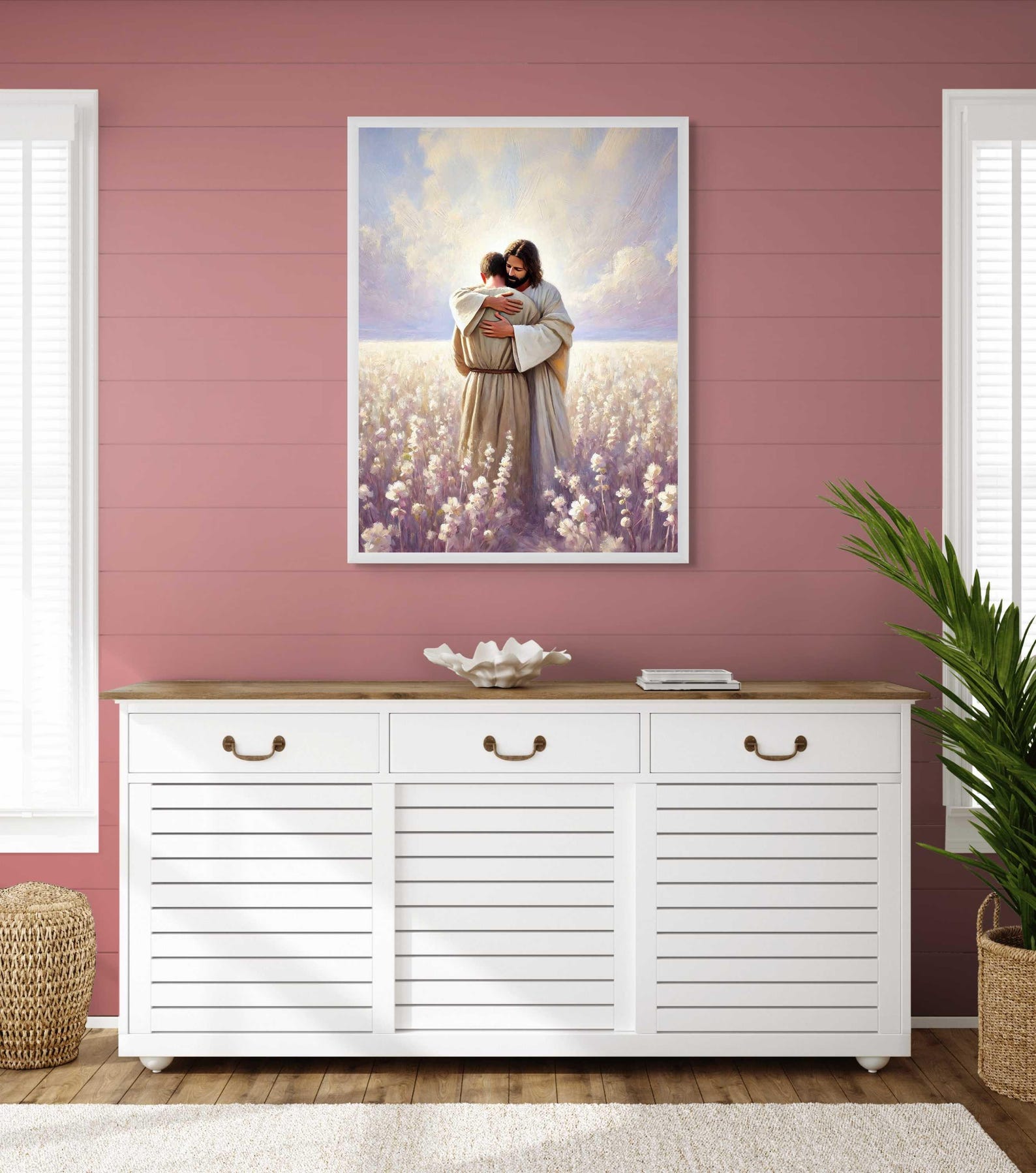 His Love, Christian Wall Art, Jesus Hugging Man, Jesus Prints ...