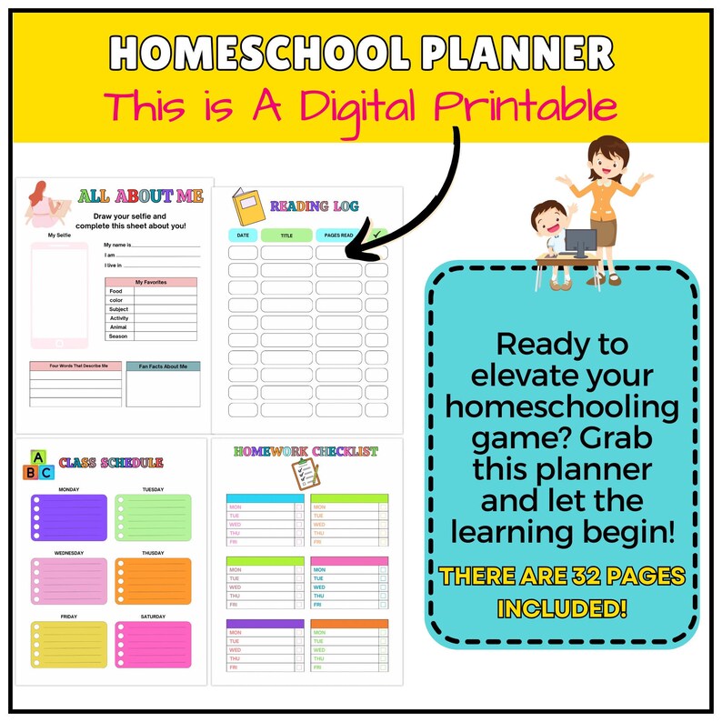 Homeschool Planner Printable Teacher Planner Homeschool Homeschool ...
