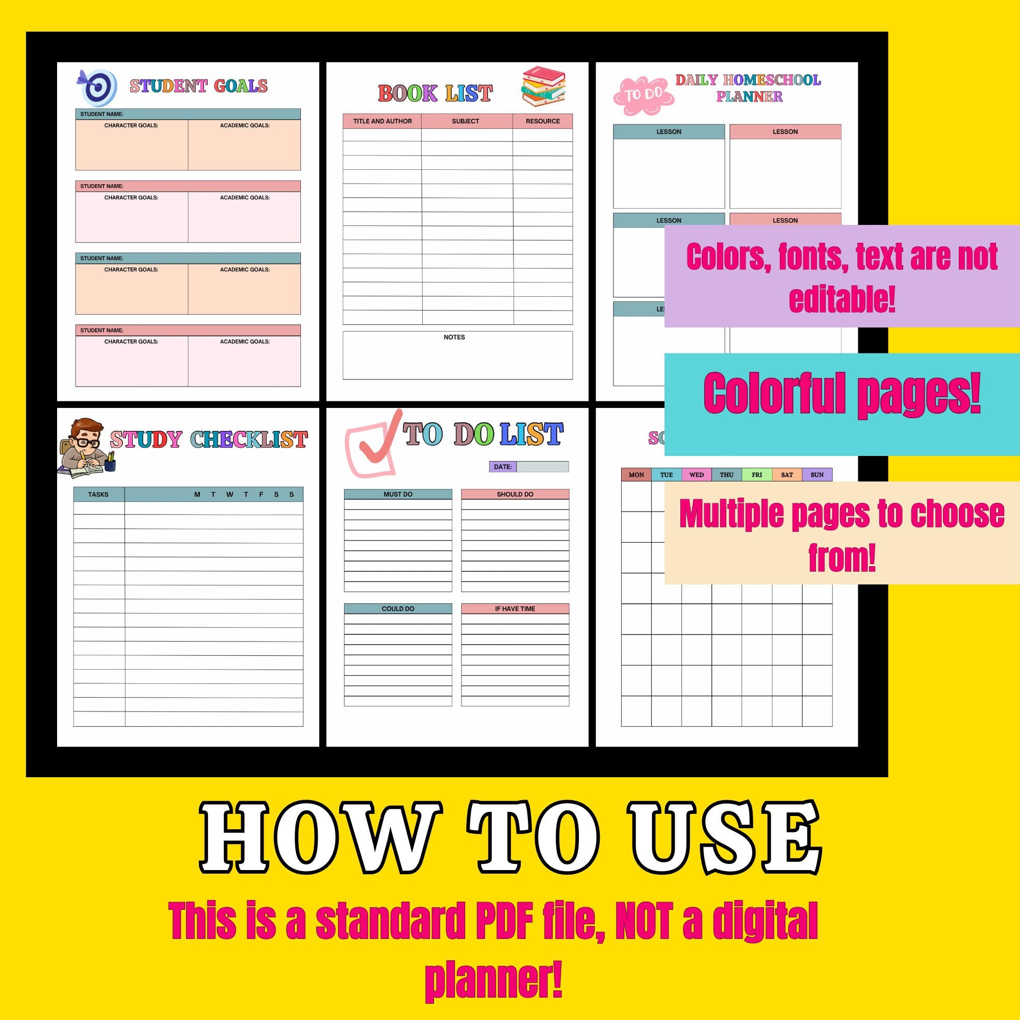 Homeschool Planner Printable: Teacher & Student Planner (digital ...