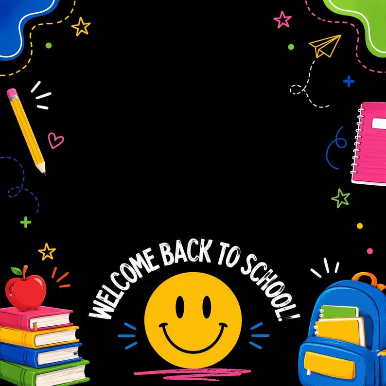 Back to School Photo Booth Overlay, Editable PNG, First Day Photo Strip ...