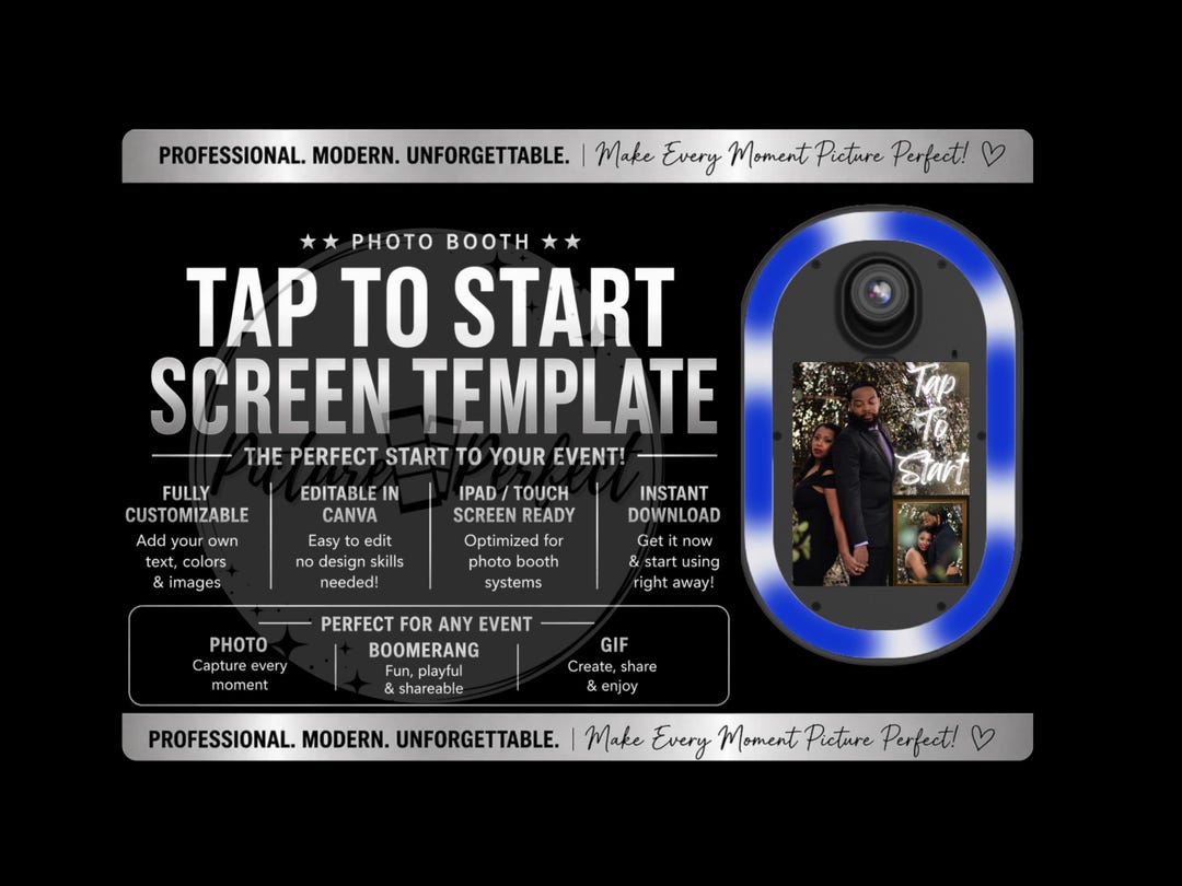 Wedding Photo Booth Welcome Screen Template | Editable Canva, Ipad ...