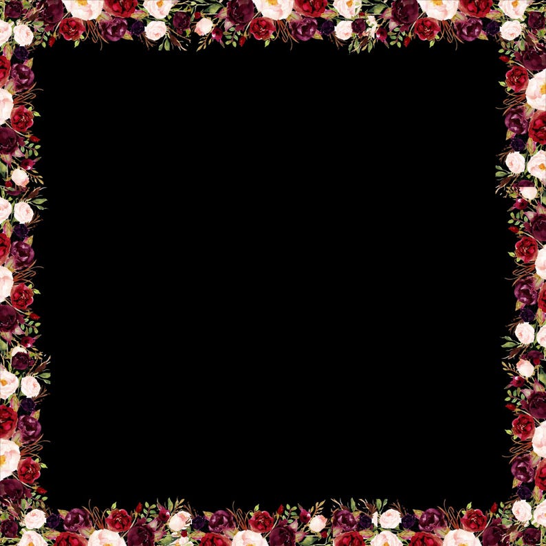 Floral Wedding Photo Booth Overlay, Elegant Romantic Strip Design ...