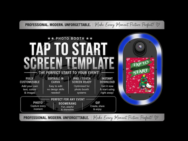 Christmas Kitty Photo Booth Screen Template | Editable Canva, Ipad, 360 ...