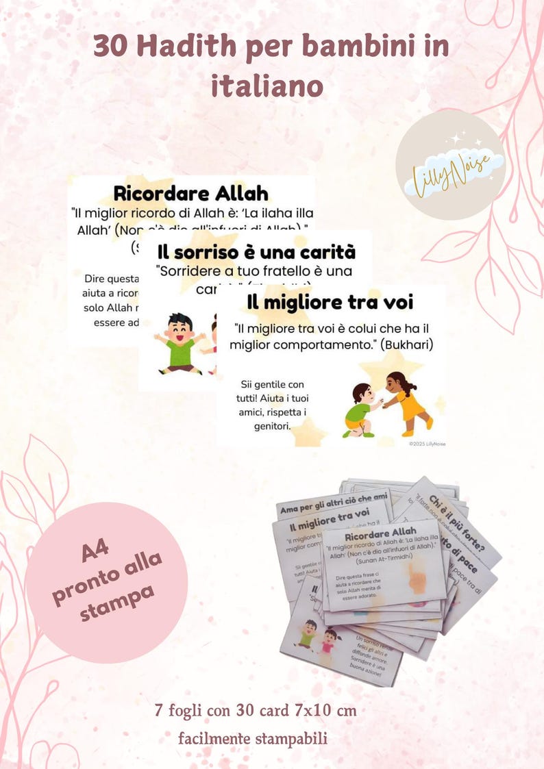 30 Hadith for Kids in Italian | Printable Islamic Learning Cards - Etsy