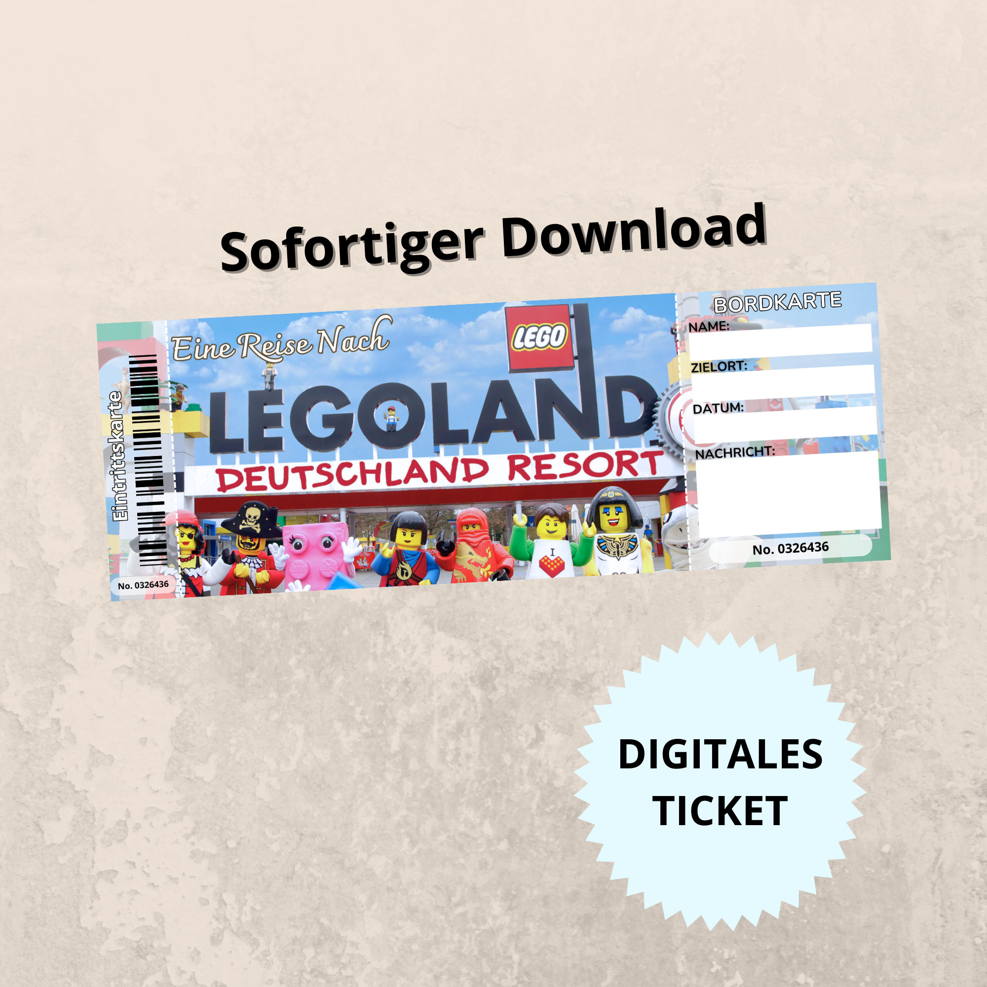 Editable Surprise Legoland Ticket | Theme Park Gift | Instant Download ...