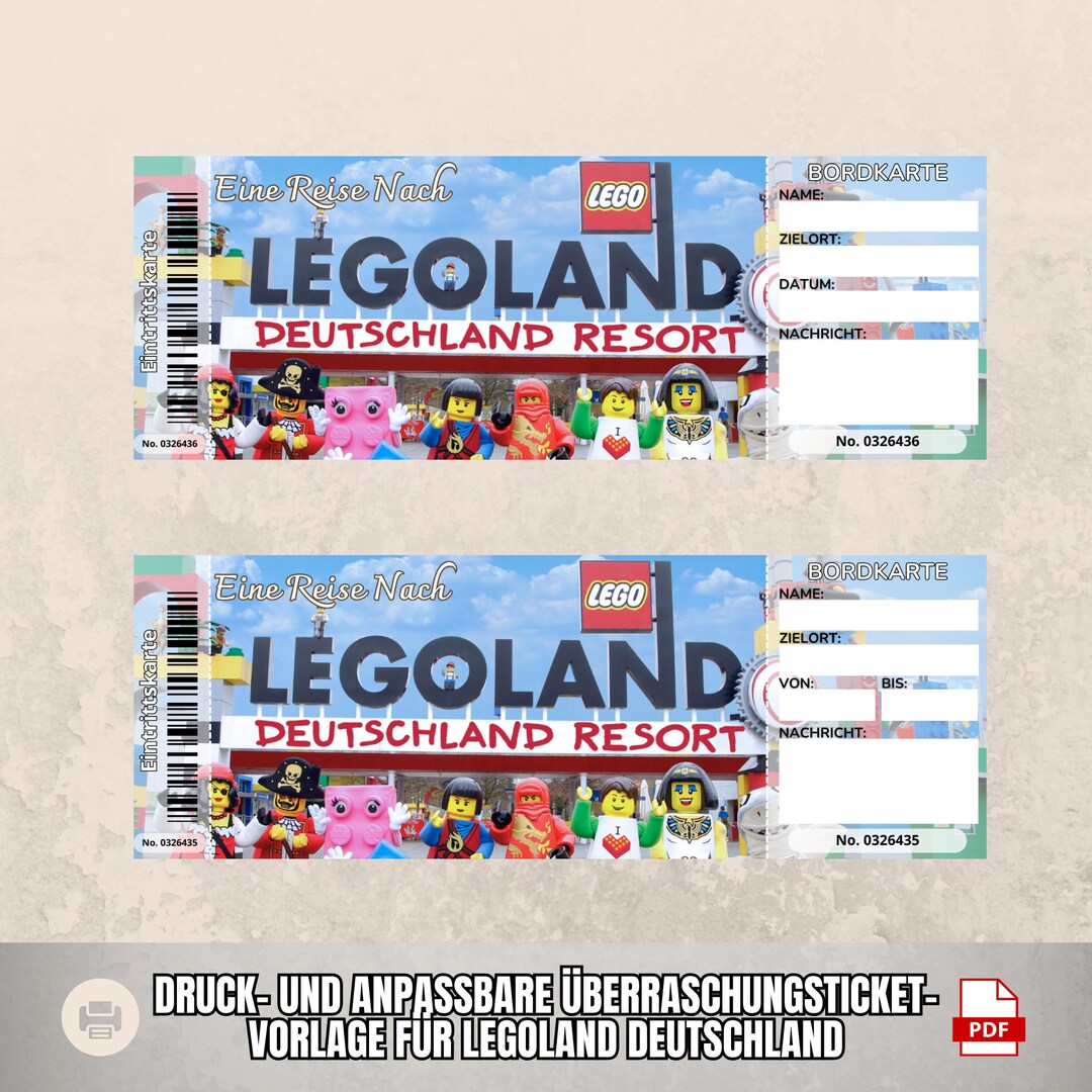 Editable Surprise Legoland Ticket | Theme Park Gift | Instant Download ...