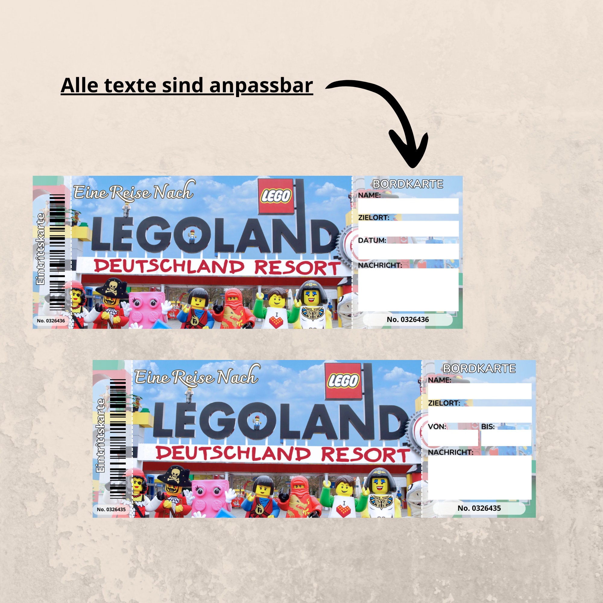 Editable Surprise Legoland Ticket | Theme Park Gift | Instant Download ...