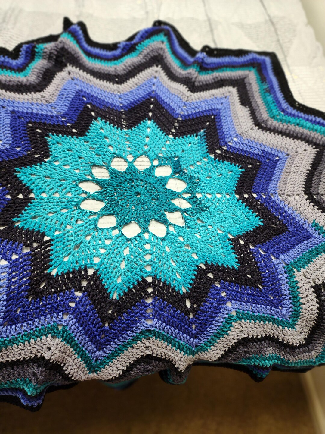 Crochet Star Blanket, Color Changing Yarn Throw - Etsy