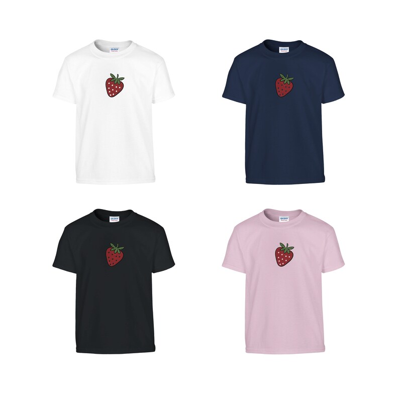Strawberry Embroidered Baby Tee - Cropped Vintage Y2K Graphic T-shirt ...