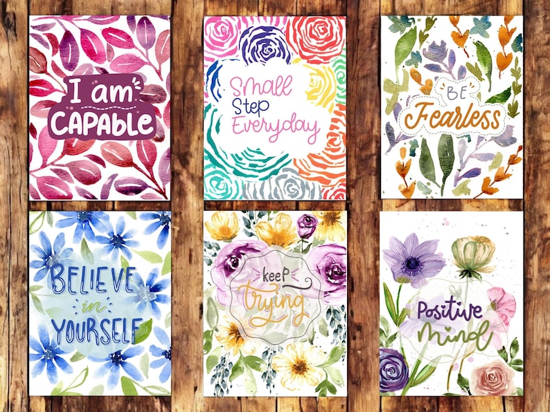36pk Positive Affirmation Note Cards #1 – Mini and Standard Sizes – 2 ...