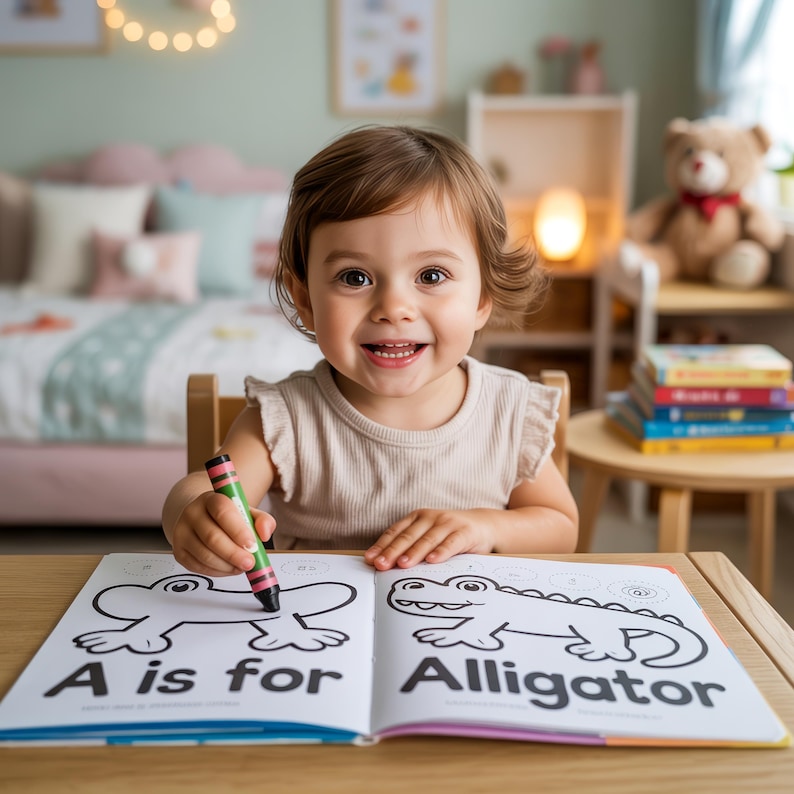 ABC Baby Shower Coloring Book, Alphabet Activity Pages (digital ...