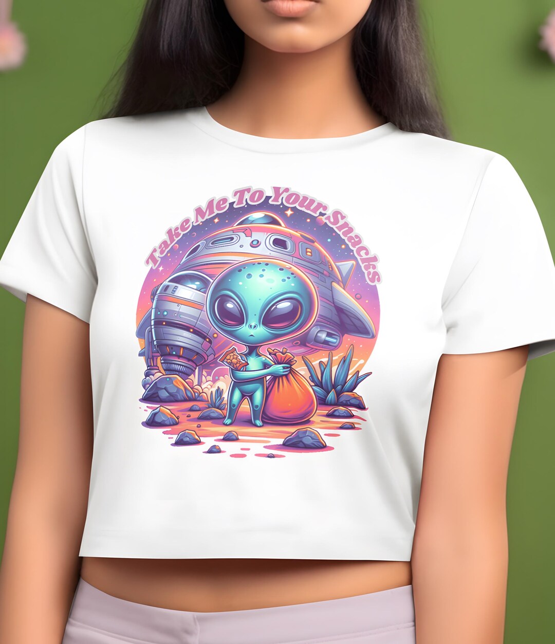 Alien Crop Top, Alien Wants Snacks, Cute Alien Top - Etsy