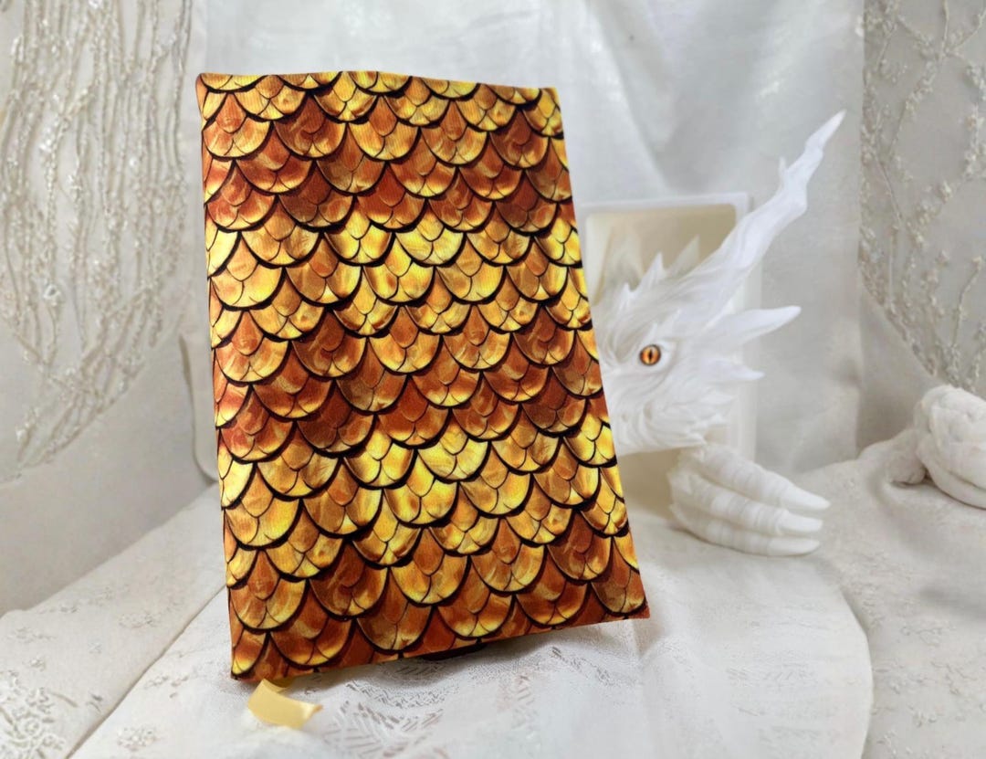 Handmade Padded Dragon Scale Book Cover – Adjustable Fabric Protector ...