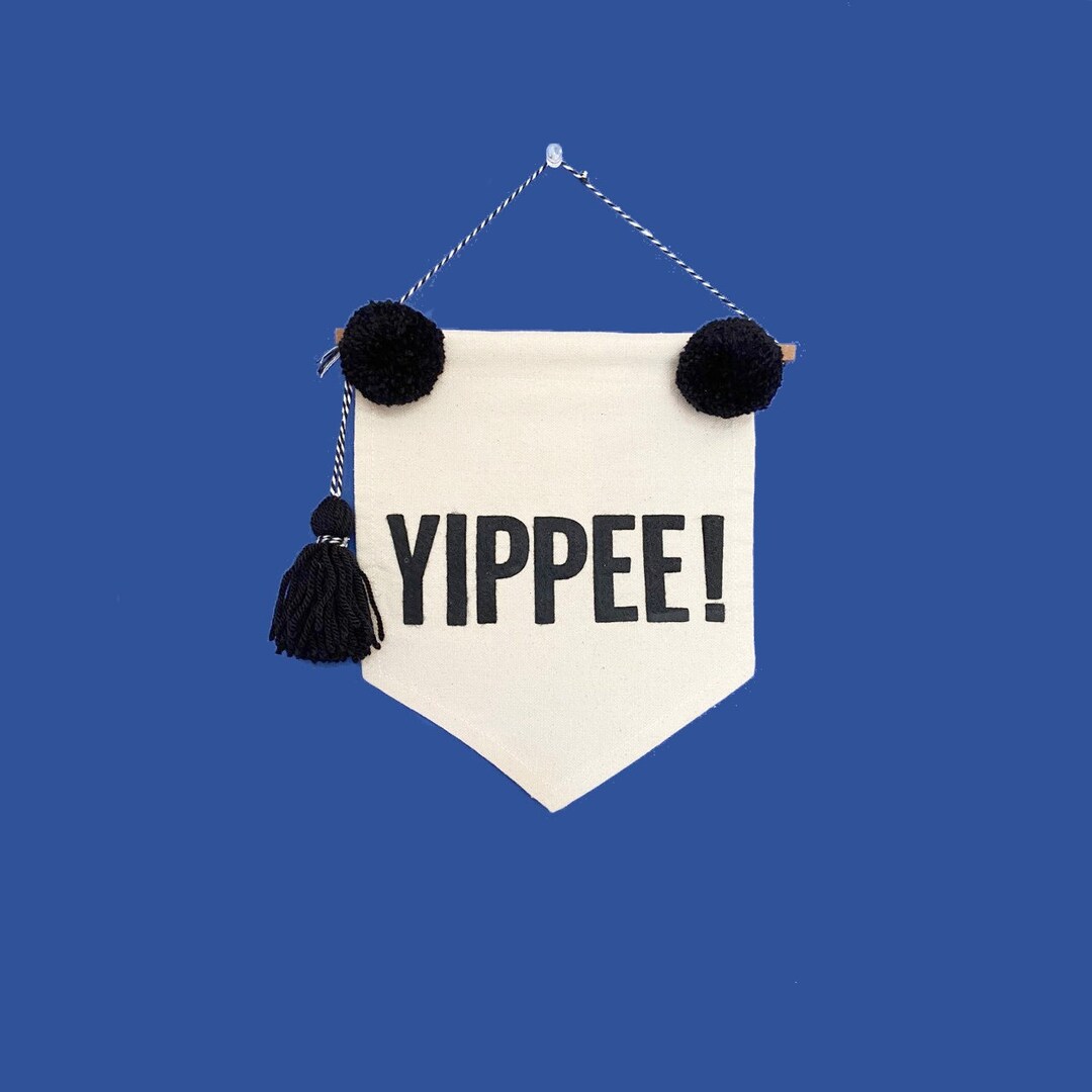 YIPPEE Black and White Wall Banner, Birthday Present, Baby Shower ...