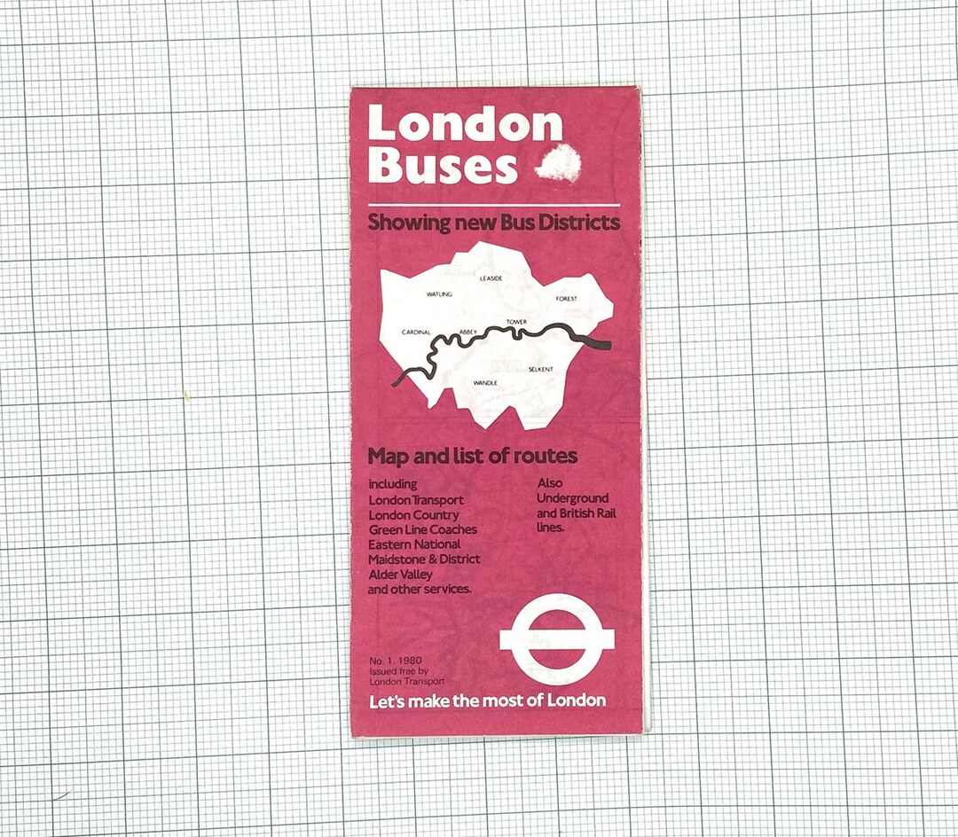 Vintage London Buses Leaflet and Map No.1. Folded Paper Map and Bus ...
