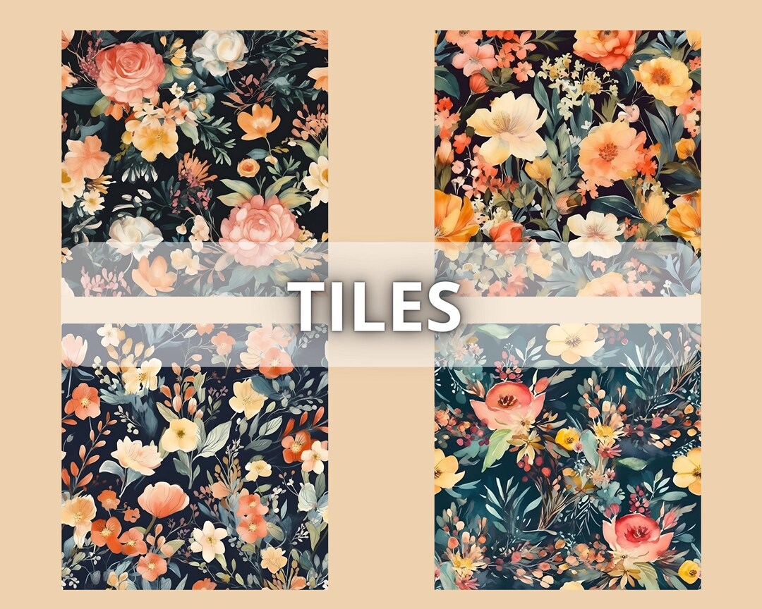 Flower Pattern Tiles | 4000x4000 | Digital Download | PNG, SVG, DXF ...