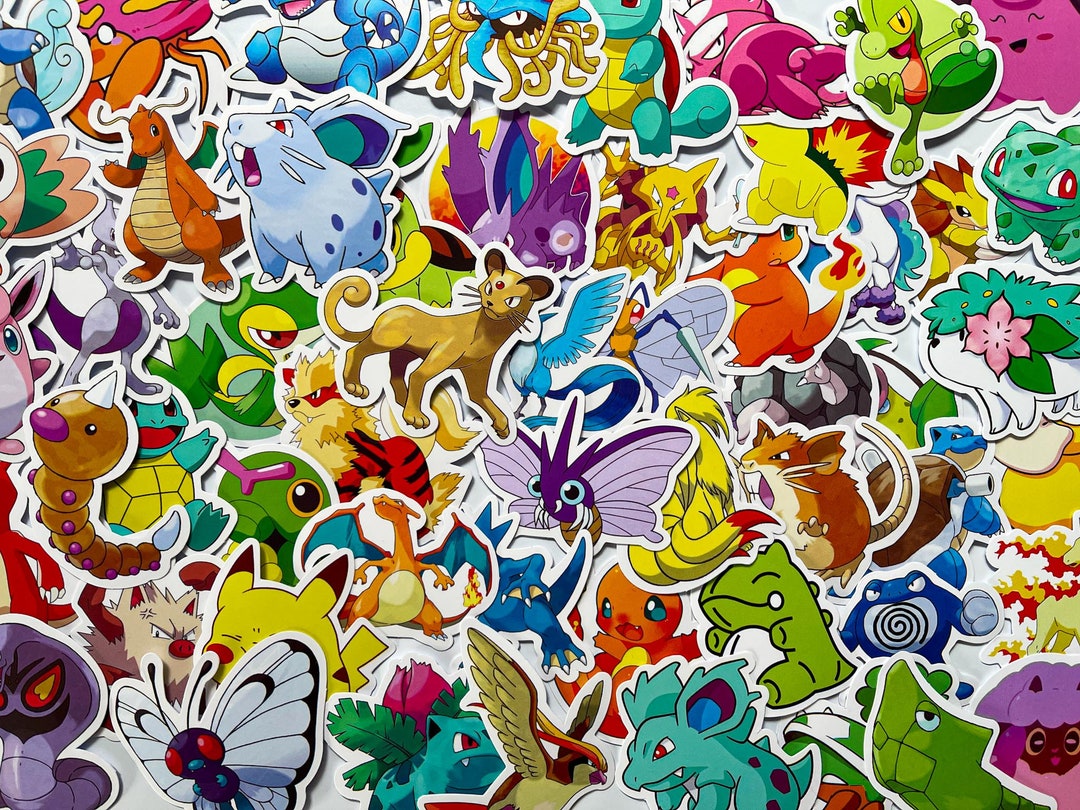 Pack of 50 Pokemon Stickers, Pokemon Sticker Pack, Waterproof Sticker ...