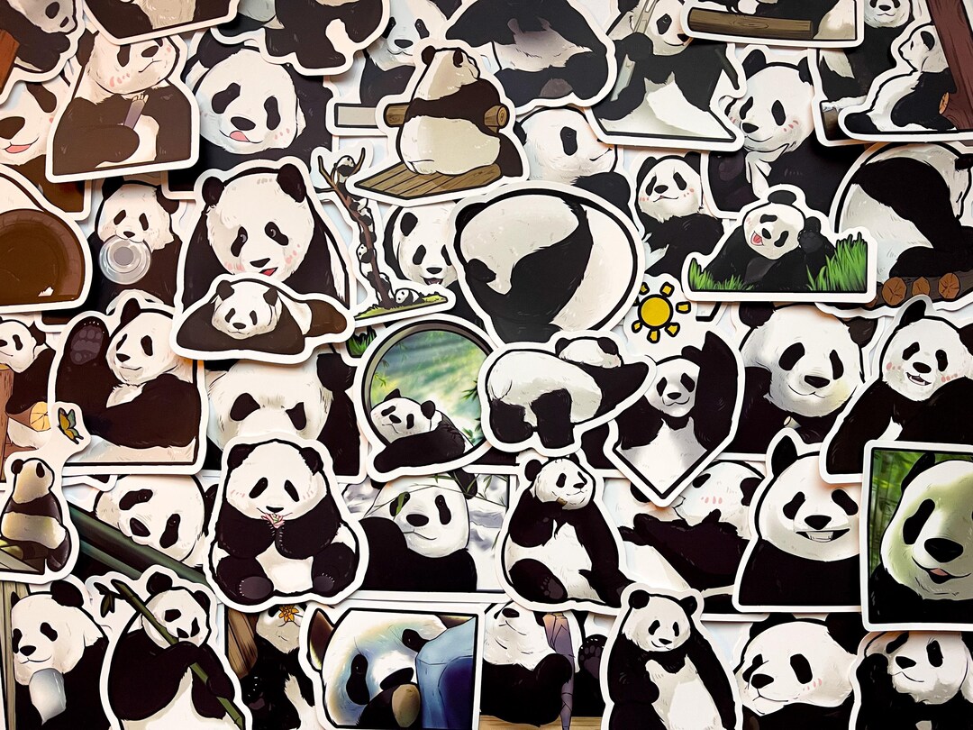 Pack of 50 Cartoon Panda Stickers, Panda Sticker Pack, Waterproof ...