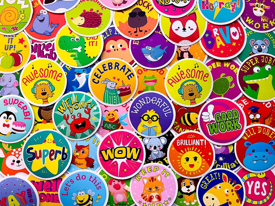 Pack of 50 Kids Reward Stickers, Teacher Sticker Pack, Waterproof ...