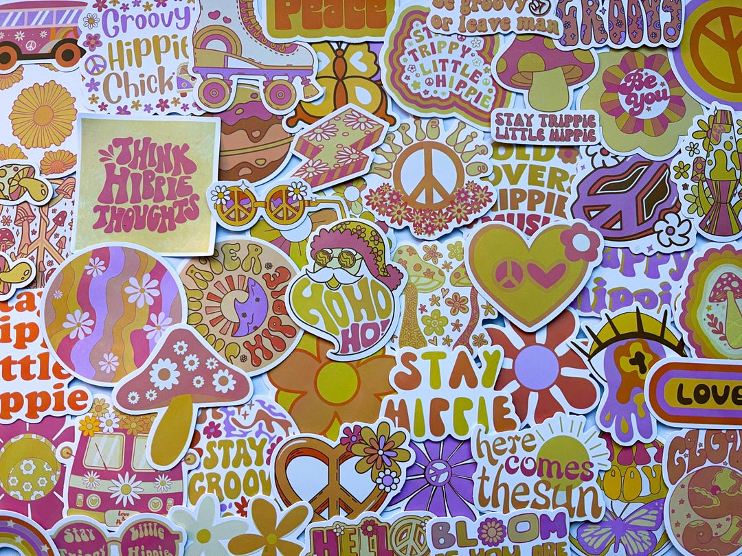 Pack of 50 VSCO Orange Stickers, Groovy Sticker Pack, Waterproof ...