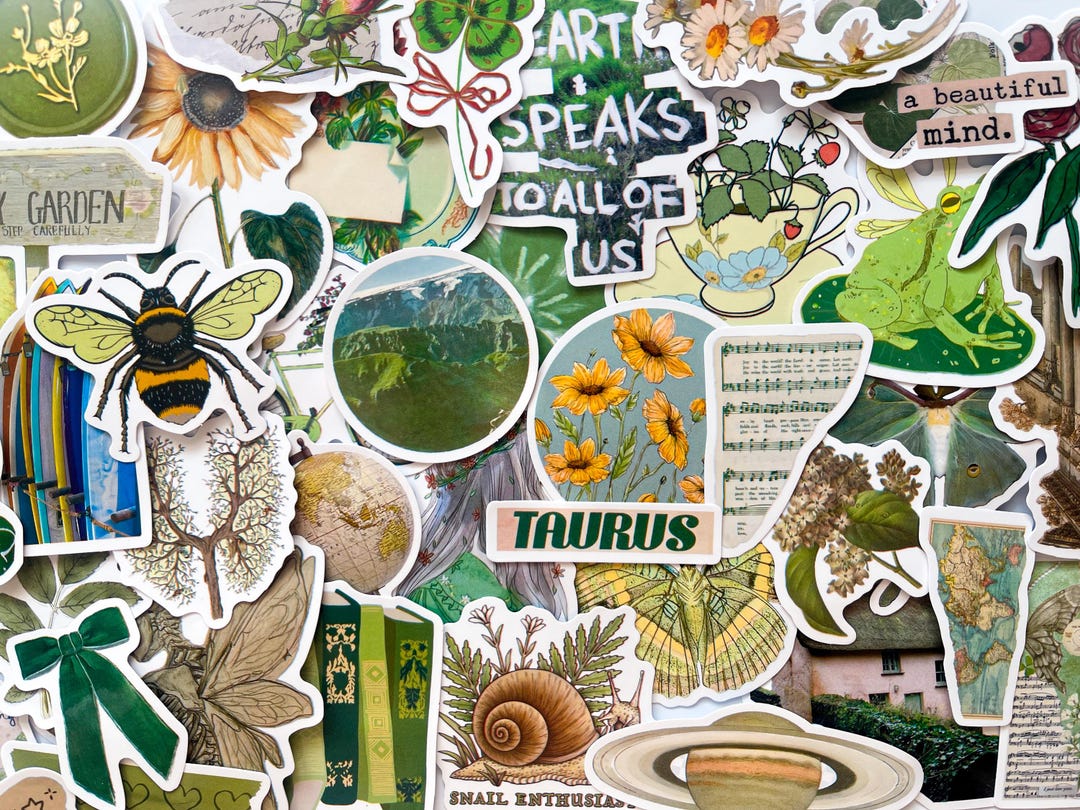 Pack of 50 Aesthetic Green Stickers, Green Sticker Pack, Green Stickers ...