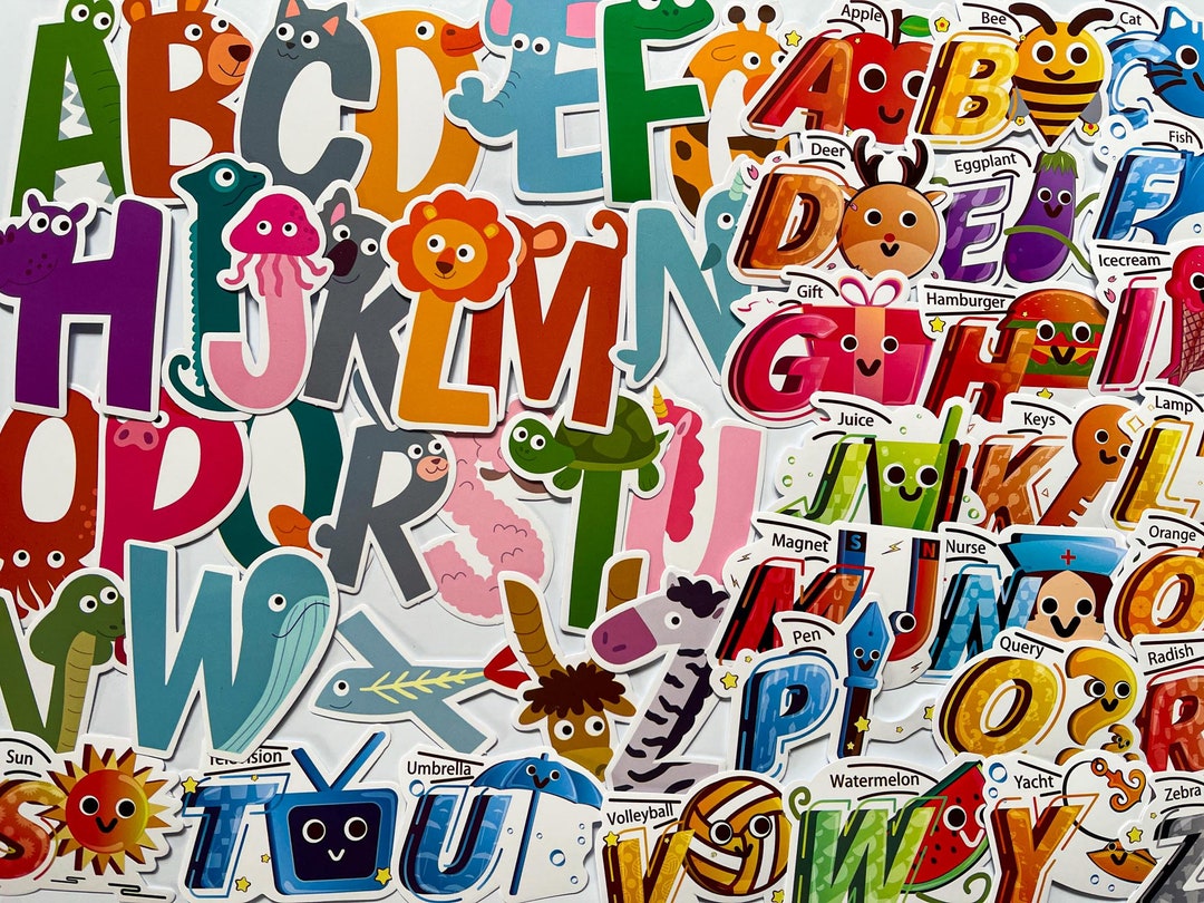 Pack of 50 Alphabet Stickers, Children Alphabet Sticker Pack ...