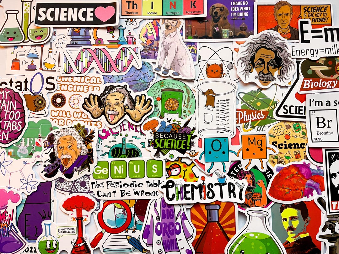 Pack of 50 Science Stickers, Science Sticker Pack, Waterproof Sticker ...