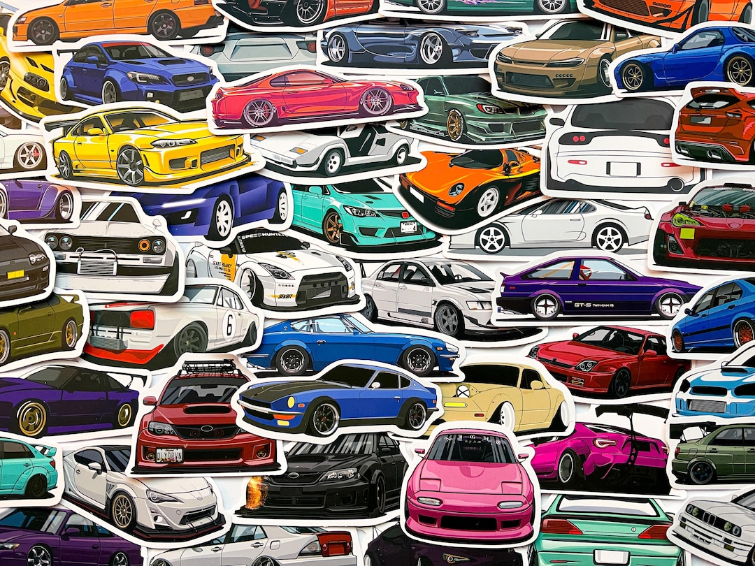 Pack of 50 Cars Stickers, Racing Cars Sticker Pack, Waterproof Sticker ...