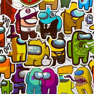 Pack of 50 Among Us Stickers, Gaming Sticker Pack, Waterproof Sticker ...