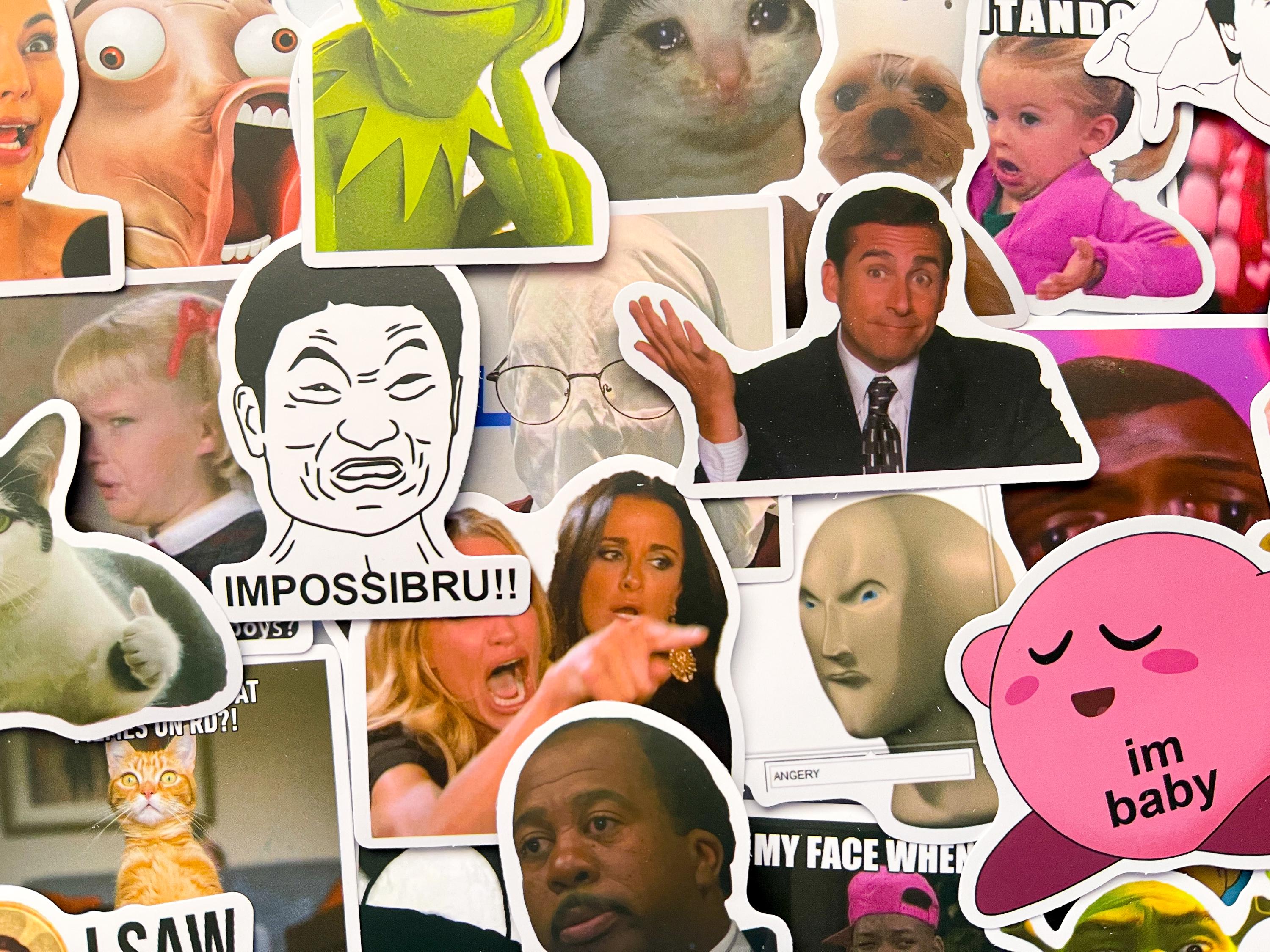 Pack of 50 Meme Stickers, Memes Sticker Pack, Waterproof Sticker Bundle ...
