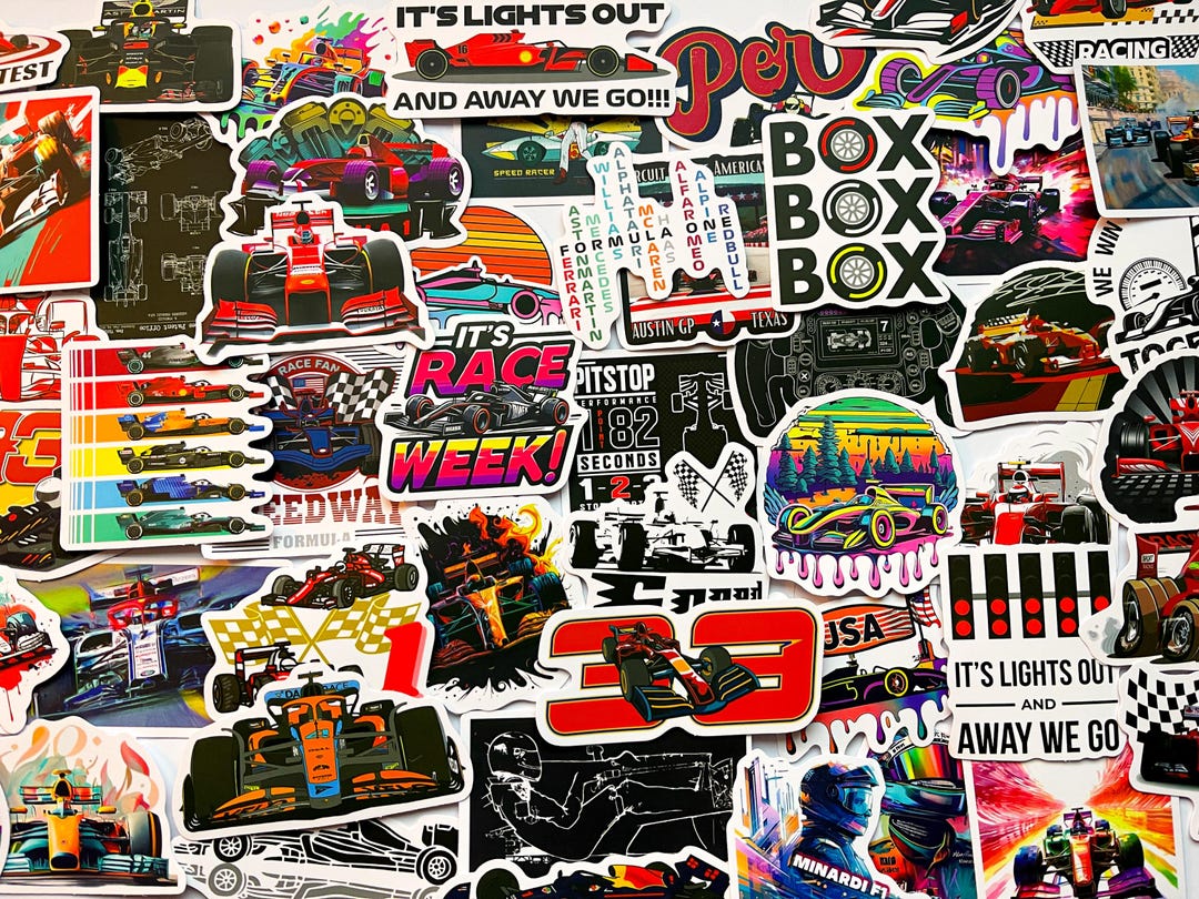 Pack of 50 Formula Racing Car Stickers, Racing Cars Sticker Pack ...