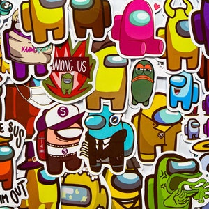 Pack of 50 Among Us Stickers, Gaming Sticker Pack, Waterproof Sticker ...