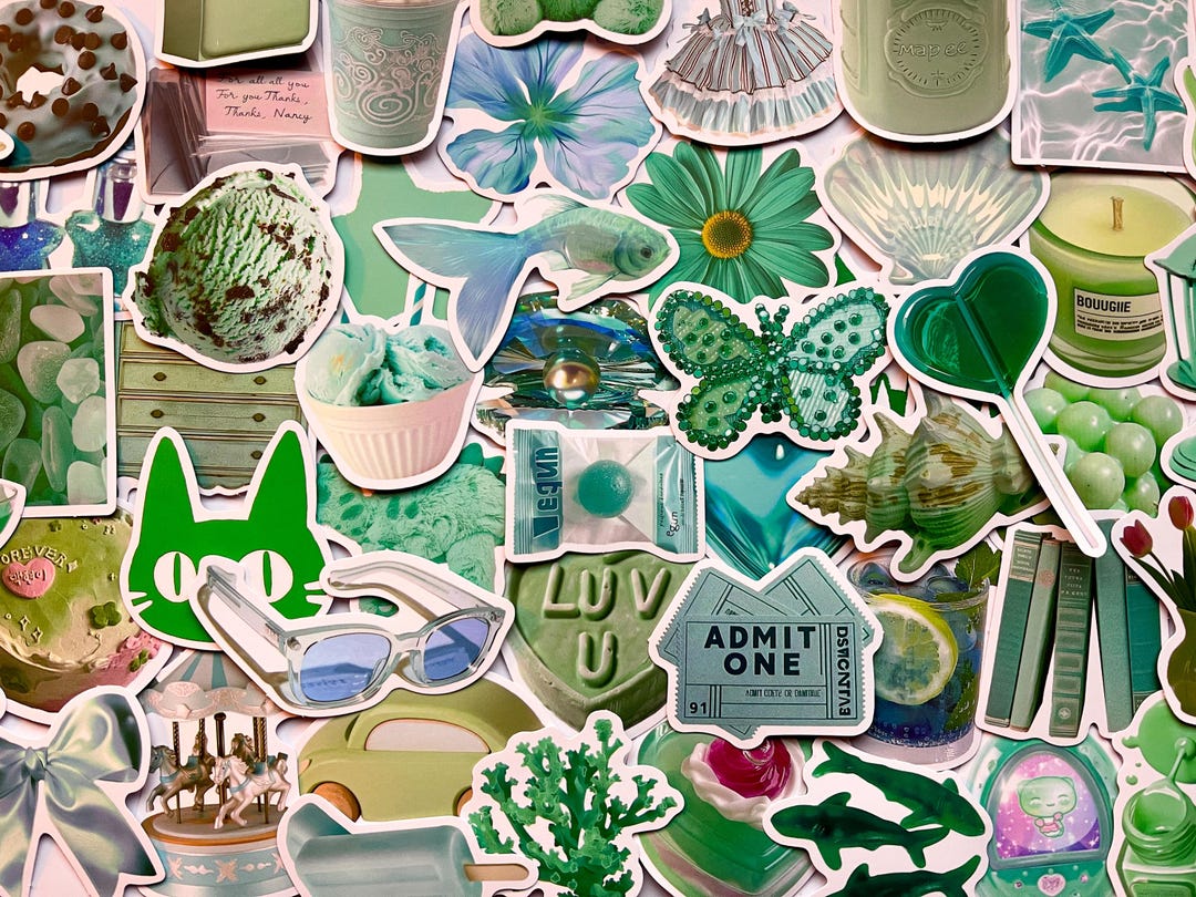 Pack of 50 VSCO Mint Green Stickers, Mint Green Sticker Pack ...