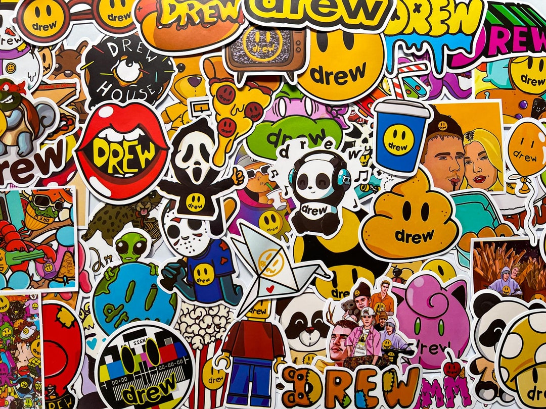 Pack of 50 Justin Bieber Drew Stickers, Drew Sticker Pack, Waterproof ...