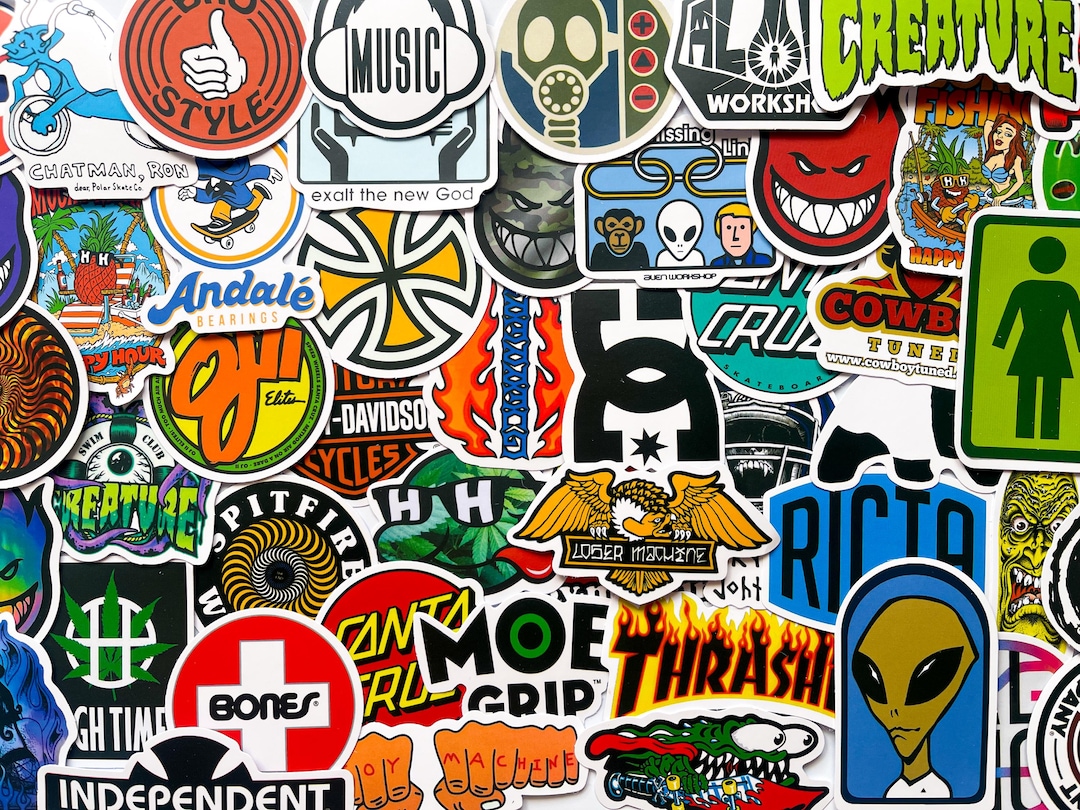 Pack of 50 Skateboard Stickers, Skateboard Sticker Pack, Waterproof ...
