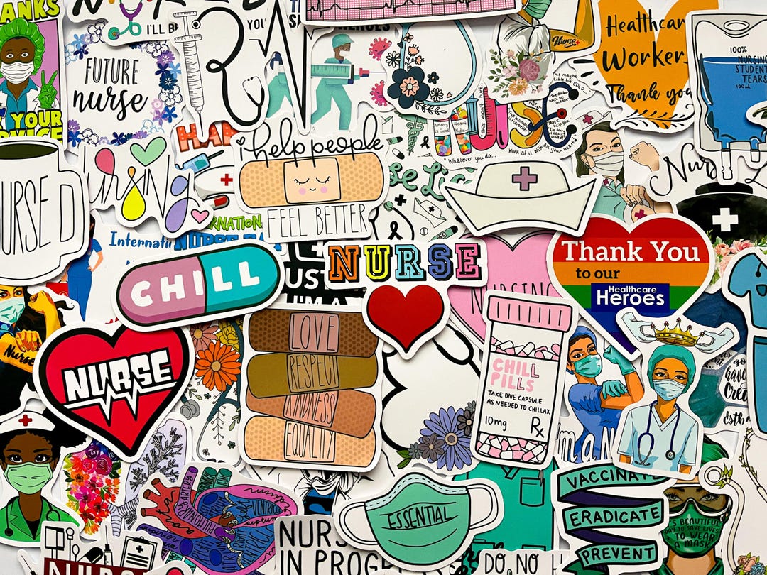 Pack of 50 Nurse and Doctor Stickers, Nurse Sticker Pack, Waterproof ...