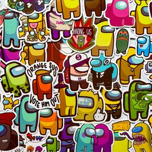 Pack of 50 Among Us Stickers, Gaming Sticker Pack, Waterproof Sticker ...