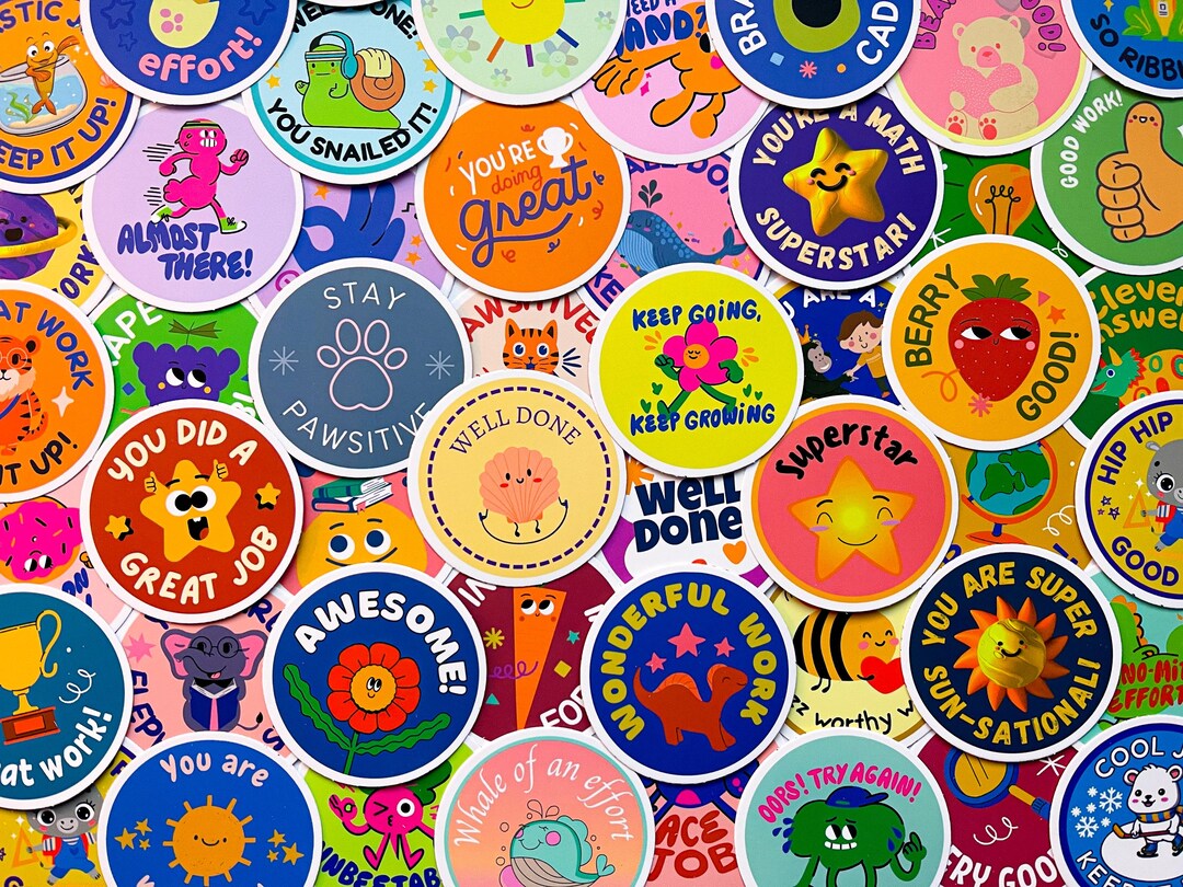 Pack of 50 Kids Reward Stickers, Teacher Sticker Pack, Waterproof ...