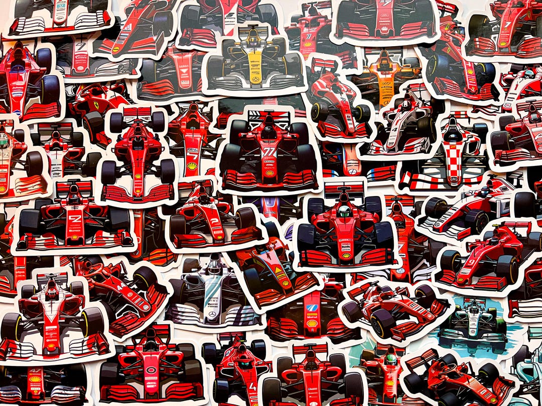 Pack of 50 Formula Racing Car Stickers, Racing Cars Sticker Pack ...