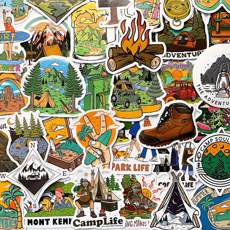 Camping Stickers - Etsy