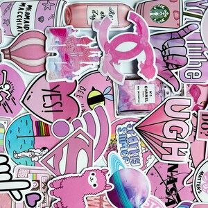 Pack of 53 VSCO Pink Stickers, Pink Sticker Pack, Waterproof Sticker ...
